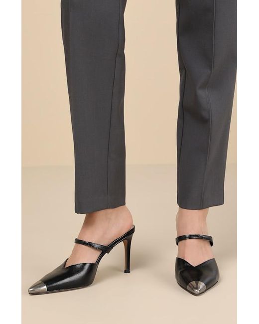 Dolce Vita Kanika Toe Cap Midnight Leather Pointed-Toe Mule Pumps in ...