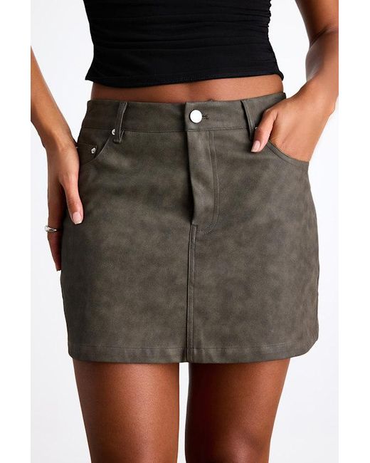 Lulus Thalira Dark Coated High-Rise Mini Skirt in Black | Lyst UK