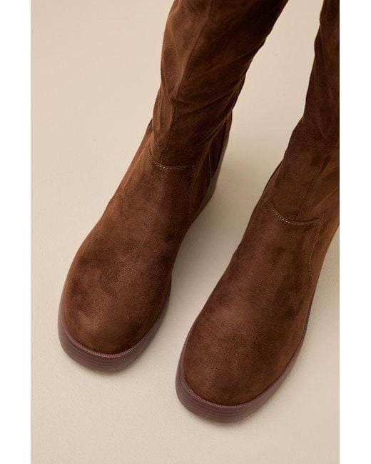 Dirty Laundry Go Girl Suede Platform Knee High Boots in Brown | Lyst
