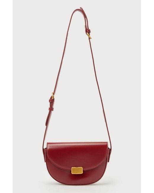 Lulus Perfect Sunday Rust Half Circle Crossbody Bag in Red | Lyst