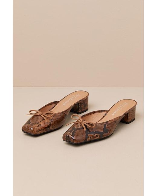 Matisse Basilio Snake-Embossed Leather Low Heel Mule Pumps in Natural ...