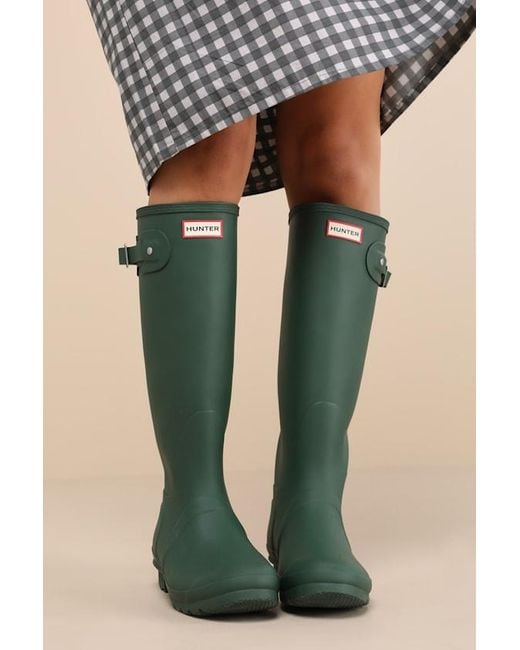HUNTER Original Tall Rain Boots in Green | Lyst