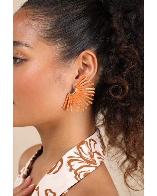 Lulus Ravi Raffia Sunburst Earrings in Black | Lyst