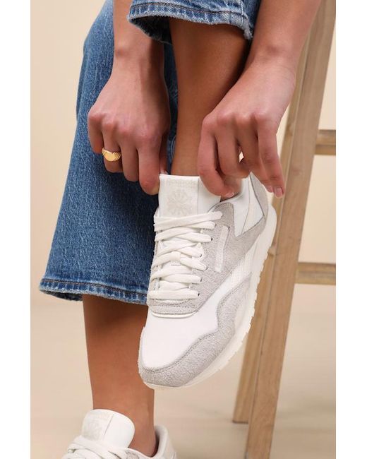 Reebok Classic Nylon And Chalk Suede Leather Sneakers in Blue | Lyst