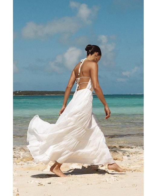 Lulus Ameera Textured Tiered Backless Maxi Dress in White | Lyst