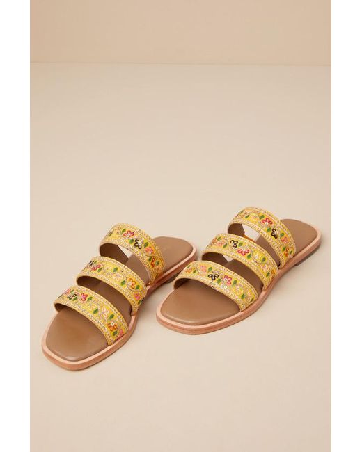 Seychelles Empress Ribbon Embroidered Sequin Flat Slide Sandals in ...