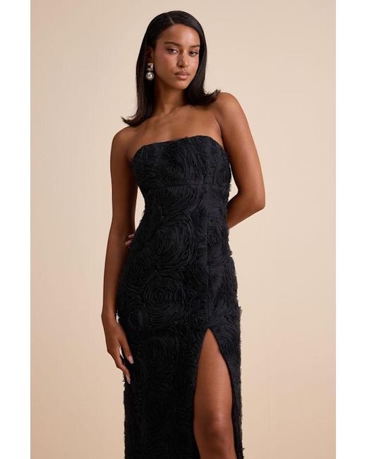 Lulus Amalia Textured Strapless Maxi Dress in Black | Lyst