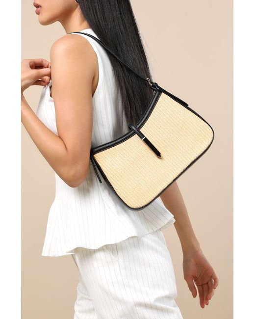 Lulus Virna Raffia Shoulder Bag in Natural | Lyst