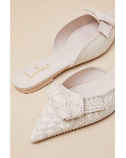 Lulus Kally Tweed Knotted Mule Flats in Natural | Lyst UK