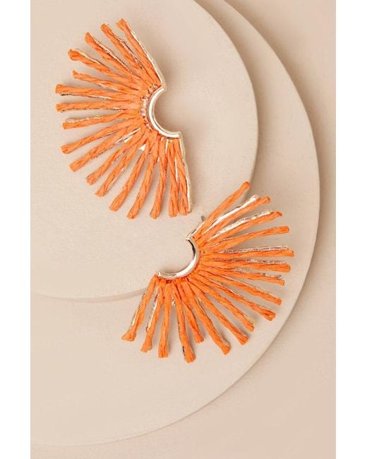 Lulus Ravi Raffia Sunburst Earrings in Black | Lyst