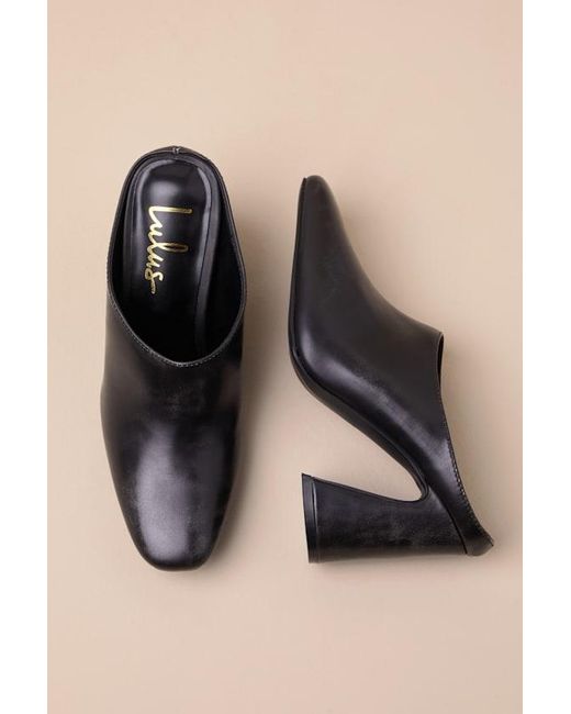 Lulus Londynn Square-Toe Mule Pumps in Black | Lyst