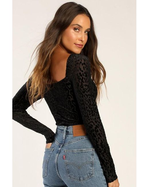 Lulus Wild Forever Animal Print Sheer Bustier Bodysuit in Black | Lyst