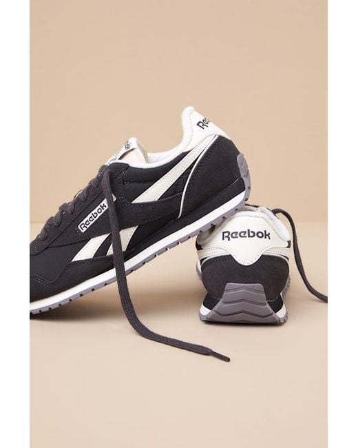 Reebok Classic Az Washed And Chalk Suede Leather Sneakers in Black | Lyst