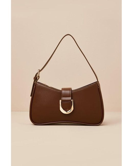 Lulus Oh-So Chic Buckle Shoulder Bag in Brown | Lyst