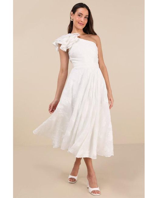 Lulus Sweet Definition Burnout Ruffled One-Shoulder Midi Dress in ...