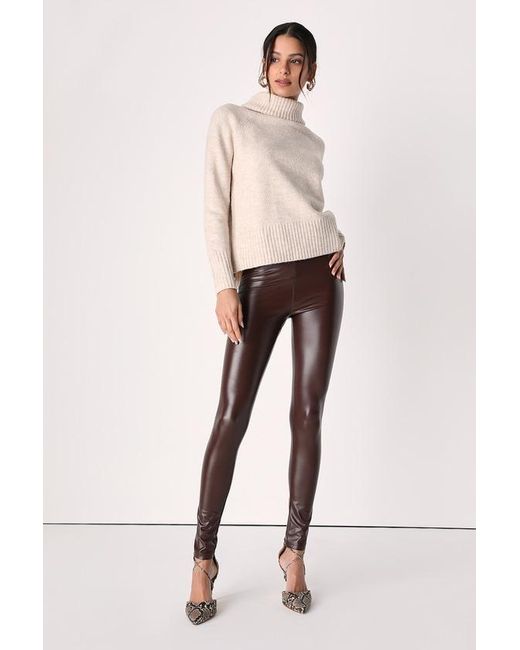 Lulus Rock Music Chocolate Vegan Leather Leggings in Brown Lyst UK