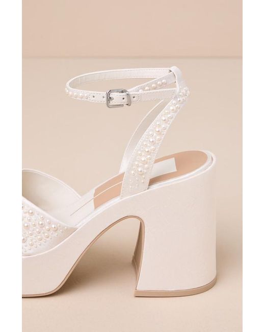 Dolce Vita Wessi Vanilla Pearl Platform Ankle Strap High Heels in ...