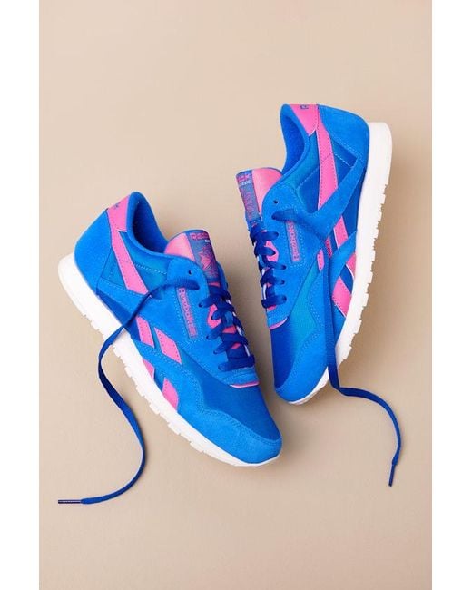 Reebok Classic Nylon Optimum And True Suede Leather Sneakers in Blue | Lyst