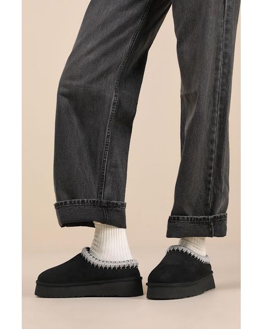 Steve Madden Selena-M Suede Flatform Slippers in Black | Lyst