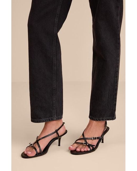 Lulus Sara Strappy Slingback High Heel Sandals in Black | Lyst