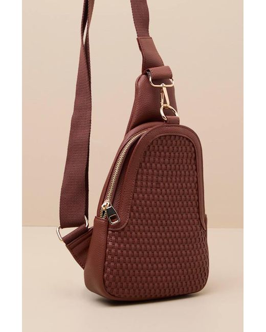 Lulus Gillia Woven Crossbody Backpack in Brown | Lyst