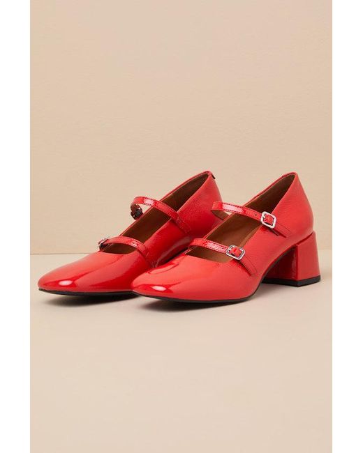 Vagabond Shoemakers Adison Flame Leather Strappy Mary Jane Pumps in Red ...