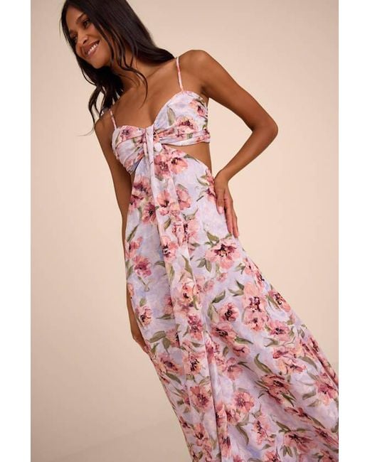 Lulus Heidi Floral Cutout Maxi Dress in Pink | Lyst UK