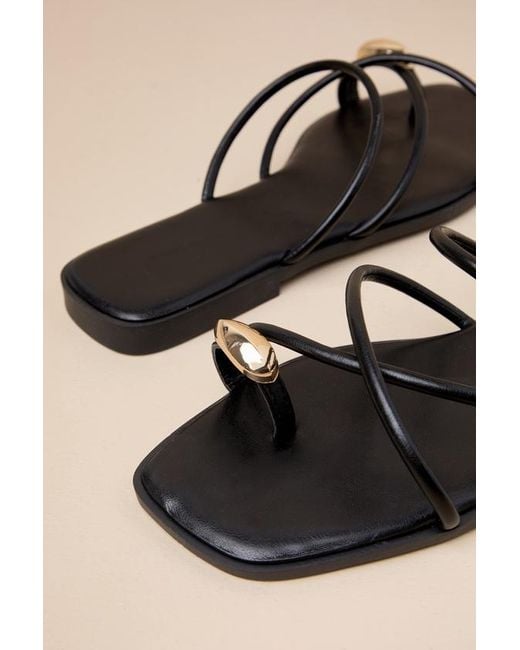 Lulus Darian Strappy Slide Sandals in Black Lyst UK