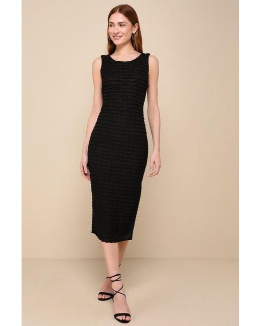 Lulus Unforgettable Effect Textured Bodycon Midi Dress in Natural | Lyst