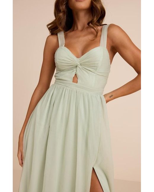 Lulus Aria Crinkle Twist-Front Maxi Dress in Natural | Lyst