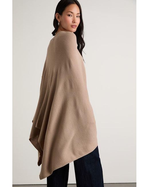 Lulus Ardita Ribbed Knit Draped Wrap Poncho in Blue | Lyst UK