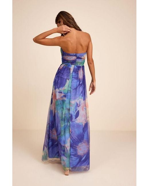 Lulus Galilea Multi Floral Strapless Maxi Dress in Blue | Lyst