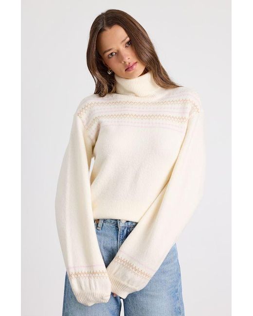 Lulus Novak Cream Fair Isle Turtleneck Sweater in Natural | Lyst UK