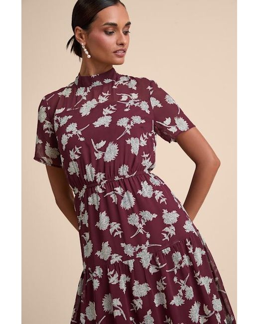 Lulus Floral Dressed Up Floral Print Midi Dress in Pink | Lyst UK