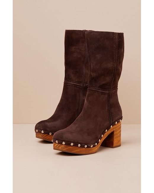 Matisse Village Chocolate Suede Leather Platform Mid-Calf Boots in ...