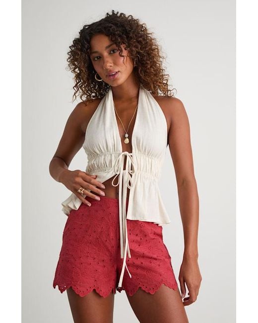 Lulus Tenille Eyelet Embroidered Scalloped High-Rise Shorts | Lyst UK