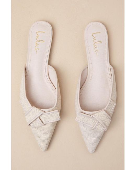 Lulus Kally Tweed Knotted Mule Flats in Natural | Lyst UK