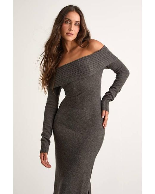 Lulus Ellie Heather Sweater Bodycon Maxi Dress in Grey | Lyst UK