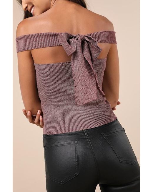 Daisy Street Total Charisma Marled Ribbed Off-The-Shoulder Crop Top in ...