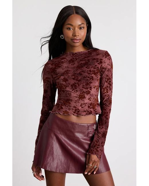 Lulus Victoria Dark Floral Burnout Long Sleeve Top in Red | Lyst