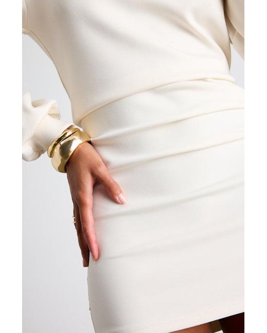 Lulus Bellamy Jersey Knit Long Sleeve Mini Dress in White | Lyst UK