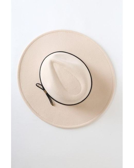 Lulus Into The Wild Cream Felt Fedora Hat in Natural | Lyst