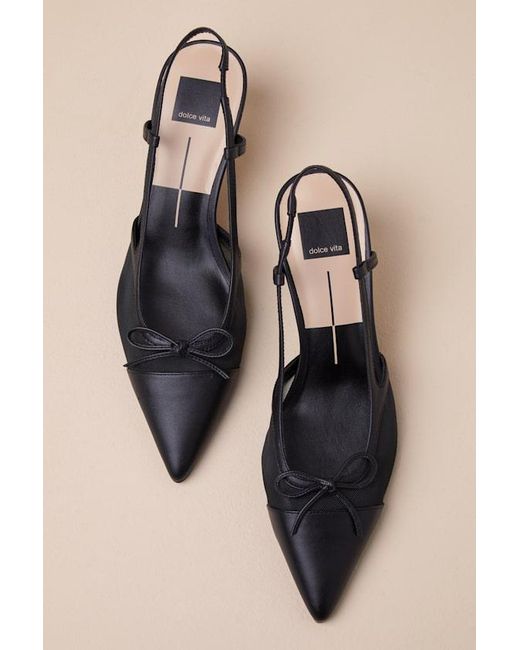 Dolce Vita Kandi Onyx Mesh Leather Bow Slingback Pumps in Natural | Lyst
