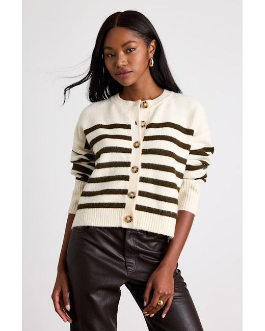 Lulus Hazelynn And Striped Cardigan Sweater in White | Lyst UK