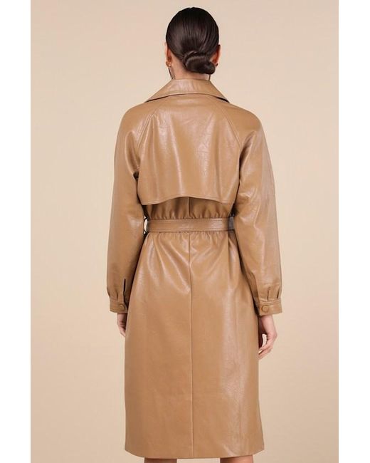 Lulus Seasonally Posh Vegan Leather Trench Coat in Black | Lyst