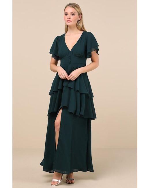 Lulus Midnight Mood Tiered Maxi Dress in Blue | Lyst