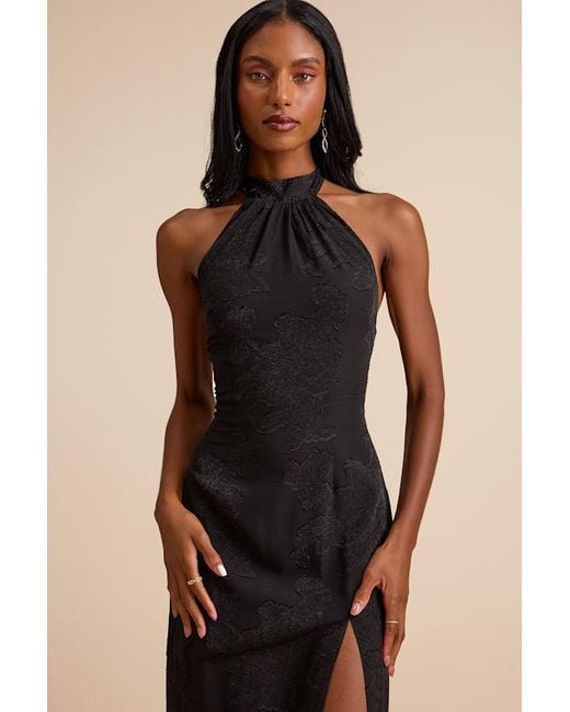 Lulus Mikani Burnout Halter Maxi Dress in Natural | Lyst