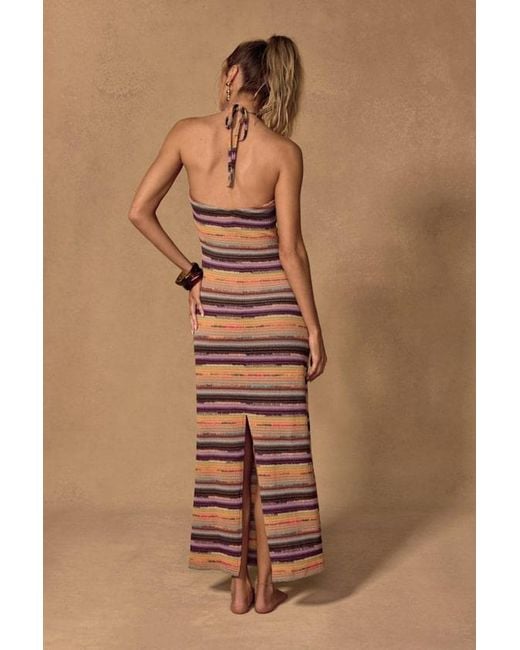 Lulus Molly Multi Crochet Halter Maxi Swim Cover-Up in Brown | Lyst