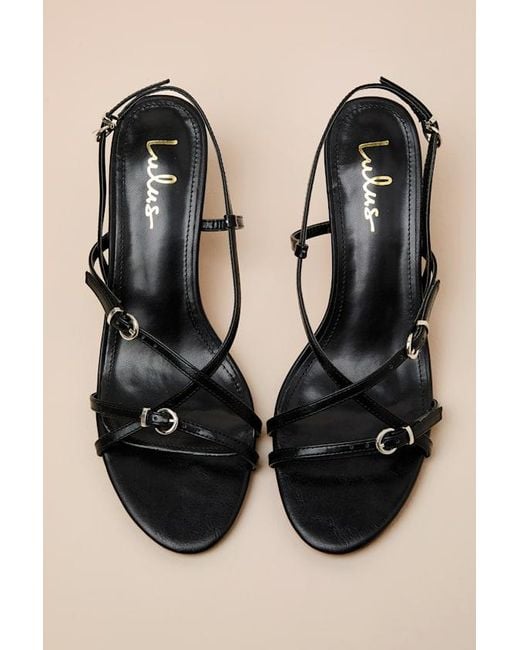 Lulus Sara Strappy Slingback High Heel Sandals in Black | Lyst