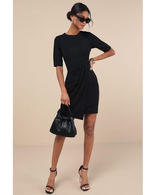 Lulus Westwood Half Sleeve Sheath Dress in Black | Lyst